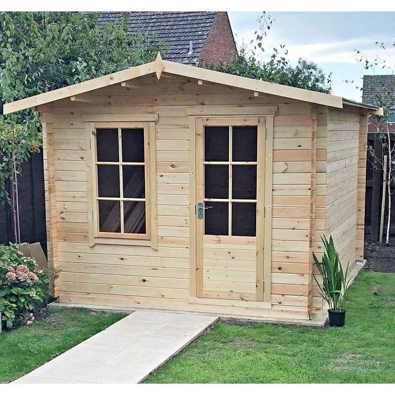 Shire Bucknells 9' 9" x 7' 10" Apex Log Cabin - Premium 70mm Cladding ...
